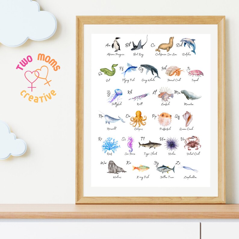 Animal Alphabet and Numbers Prints, Beach Nursery Decor, PRINTABLE Wall ...