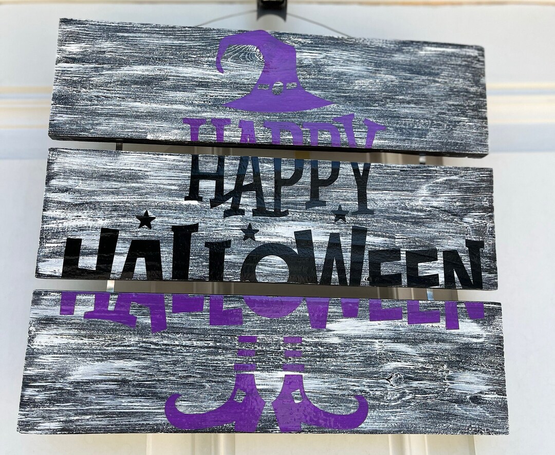 Happy Halloween Hand Made Wood Door Sign - Etsy