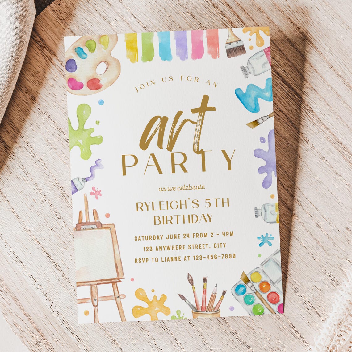 Art Birthday Party Invitation, Art in Party Birthday Party Invite ...