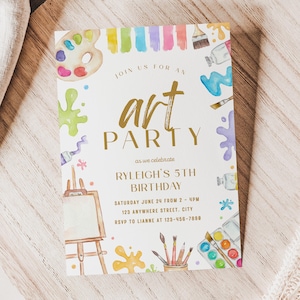 Art Birthday Party Invitation, Art in Party Birthday Party Invite ...