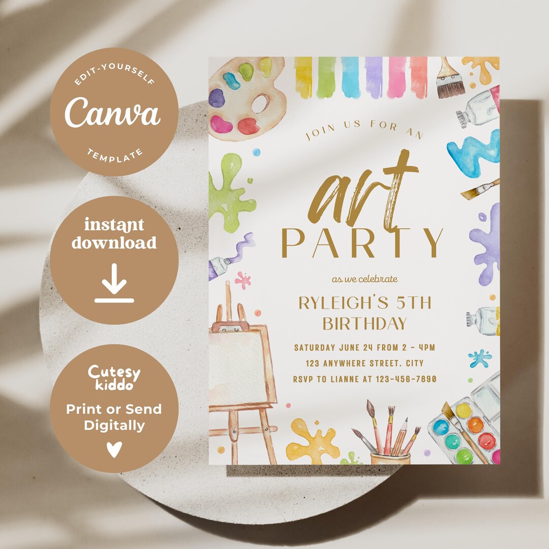 Art Birthday Party Invitation, Art in Party Birthday Party Invite ...