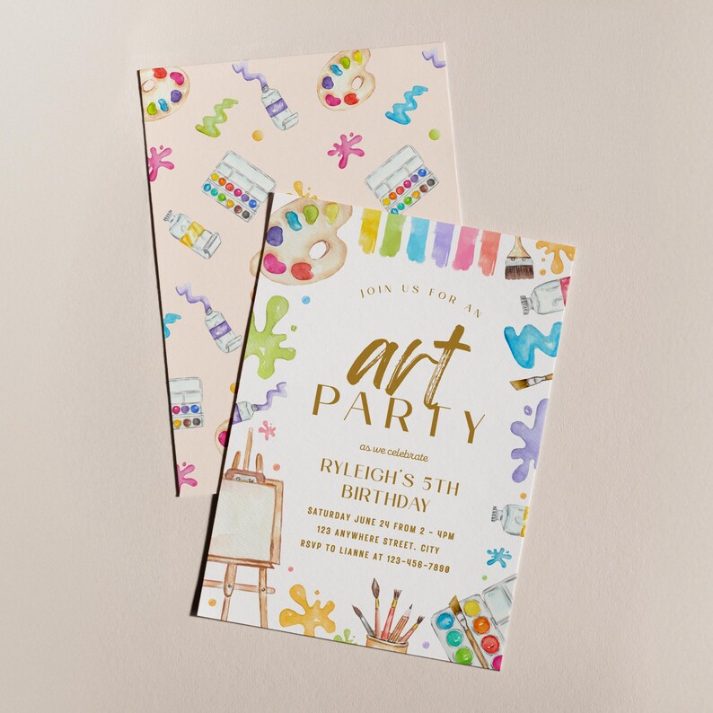 Art Birthday Party Invitation, Art in Party Birthday Party Invite ...