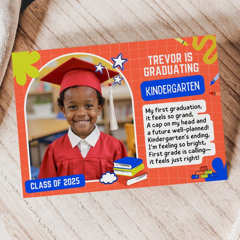 Editable Kindergarten Graduation Invitation Template (CANVA, 5x7 Inch ...