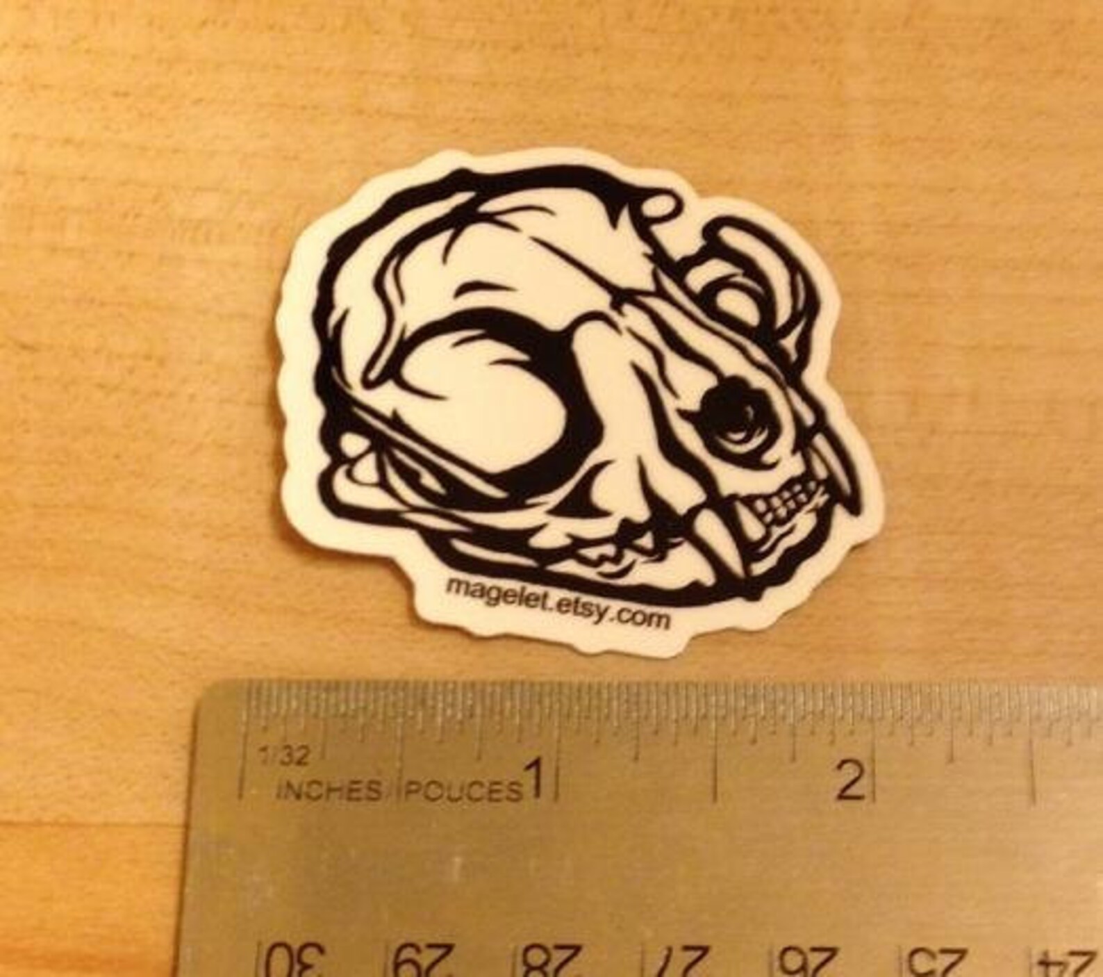 Domestic Cat Skull Sticker Created From Hand Drawn Art | Etsy