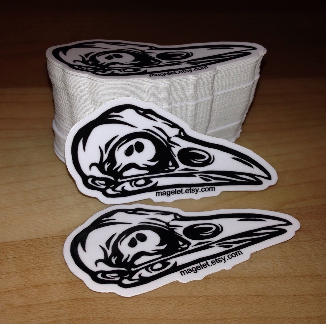 Carrion Crow Skull Sticker Created From Hand Drawn Art - Etsy
