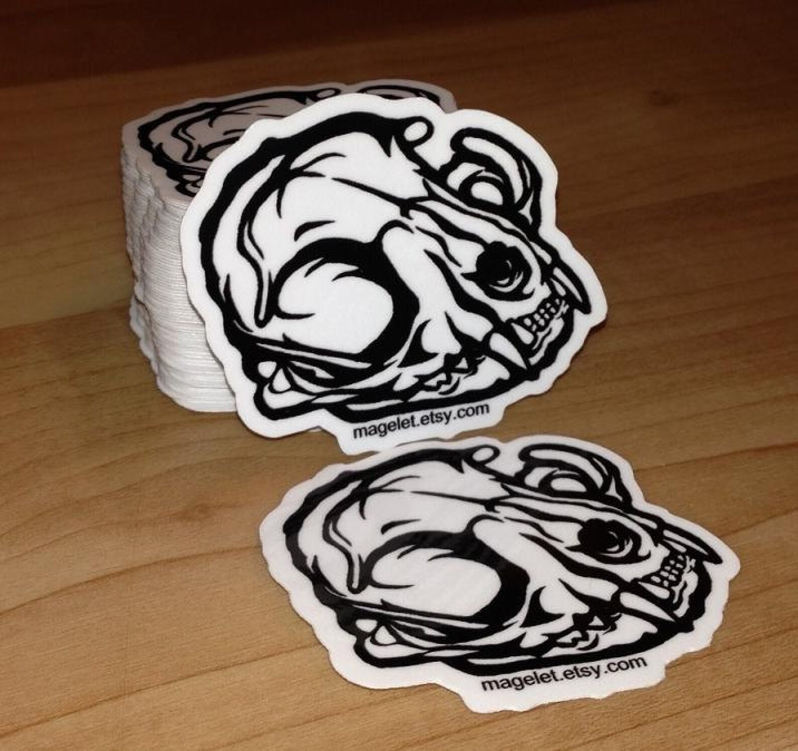 Domestic Cat Skull Sticker Created From Hand Drawn Art | Etsy