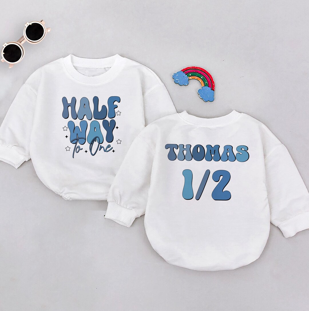 Personalized Halfway to One Baby Outfit, 6 Month Milestone Romper ...