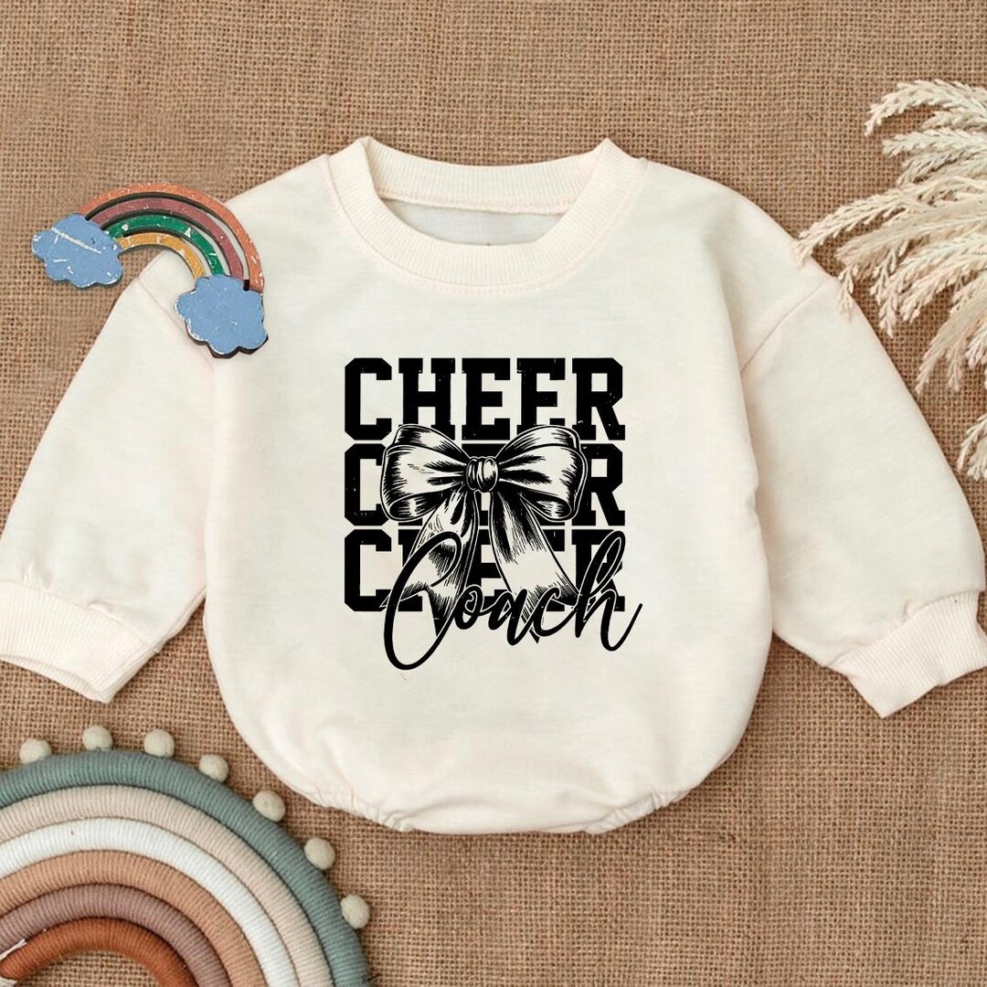 Cheer Coach Romper Sweatshirt, Cheer Bow Newborn Bodysuit, Cheer Team ...