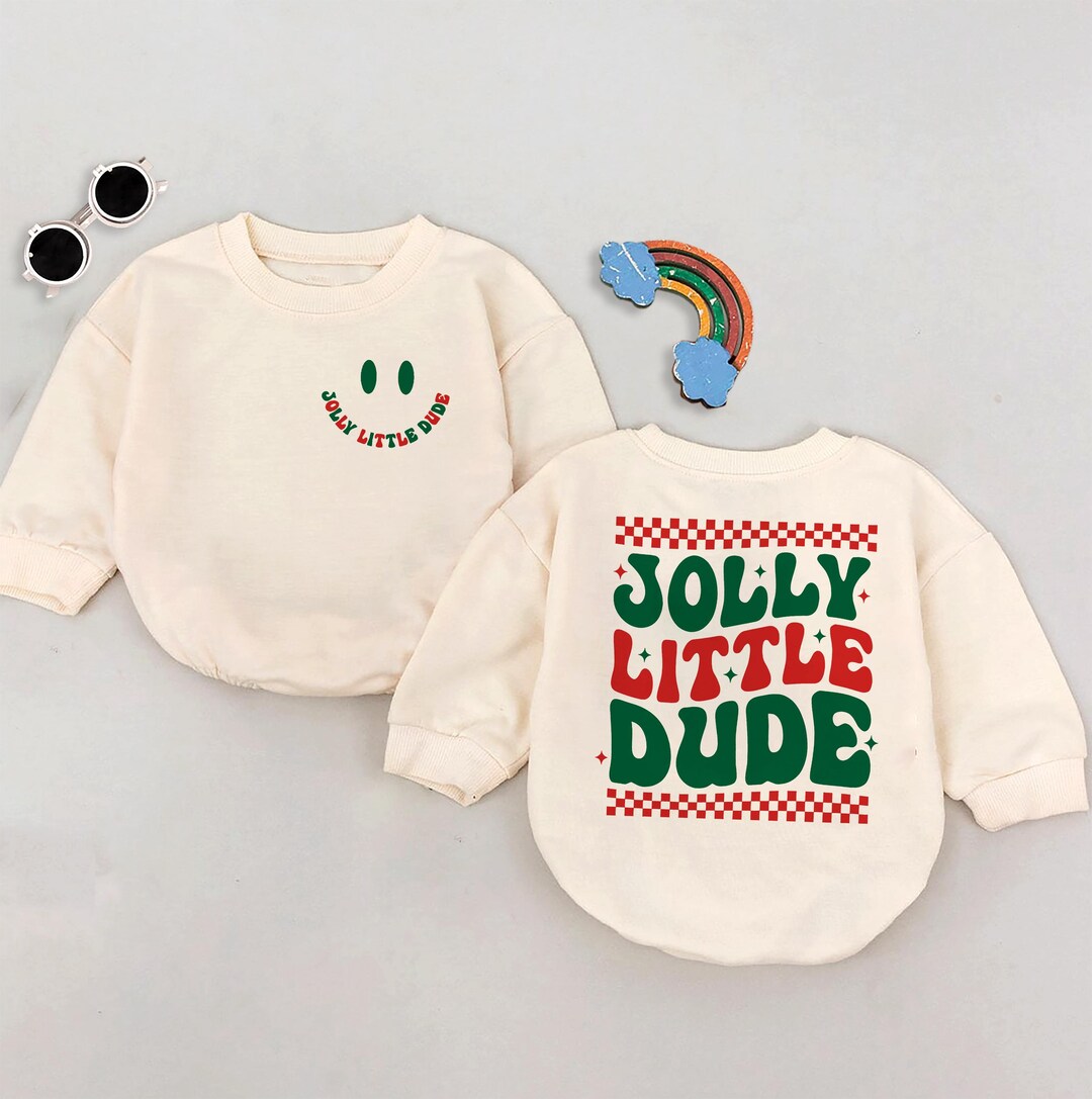Jolly Little Dude Romper Sweatshirt, Christmas Baby Outfit, Toddler ...