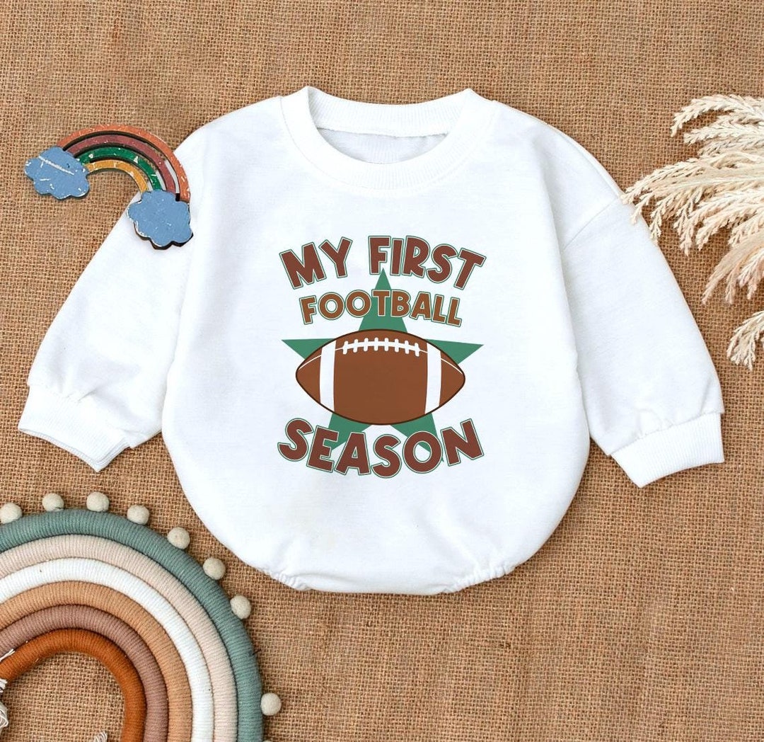 Baby Football Romper Sweatshirt, My First Football Season Baby Outfit ...