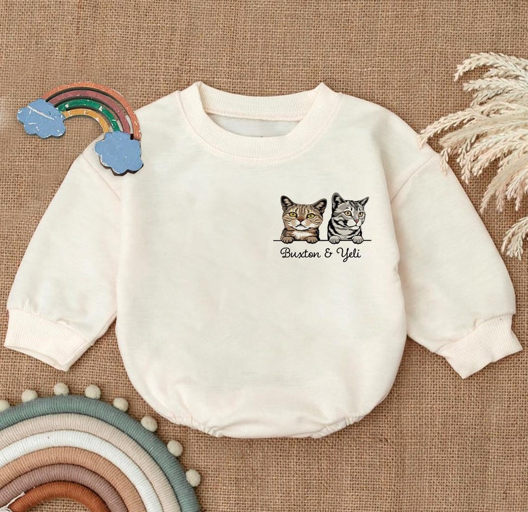Personalized Cat Romper Sweatshirt,custom Baby Outfit With Pet Names ...