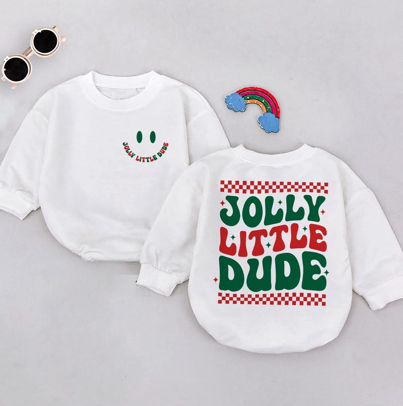 Jolly Little Dude Romper Sweatshirt, Christmas Baby Outfit, Toddler ...