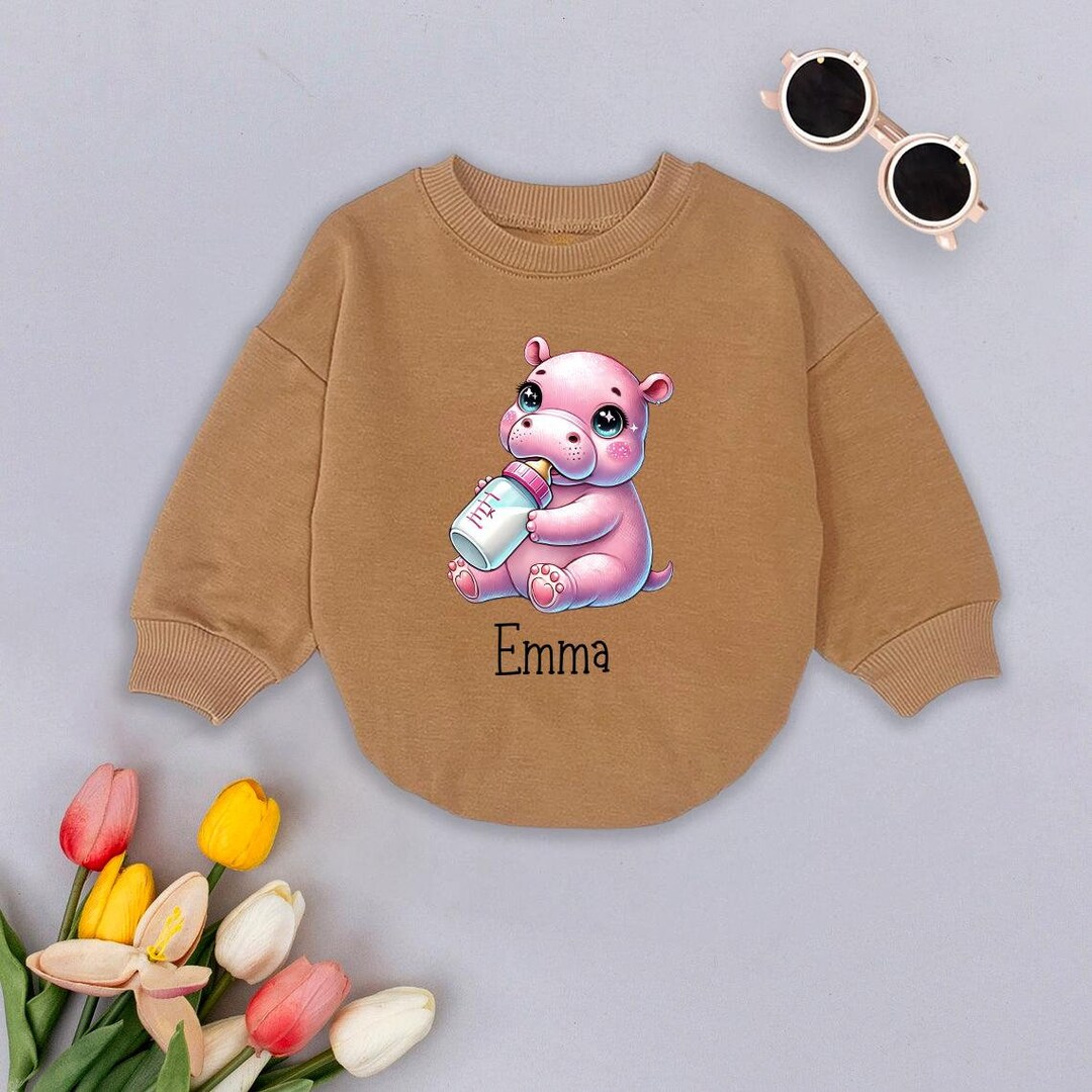 Personalized Moo Deng Hippo Baby Shirt, Custom Animal Newborn Outfit ...