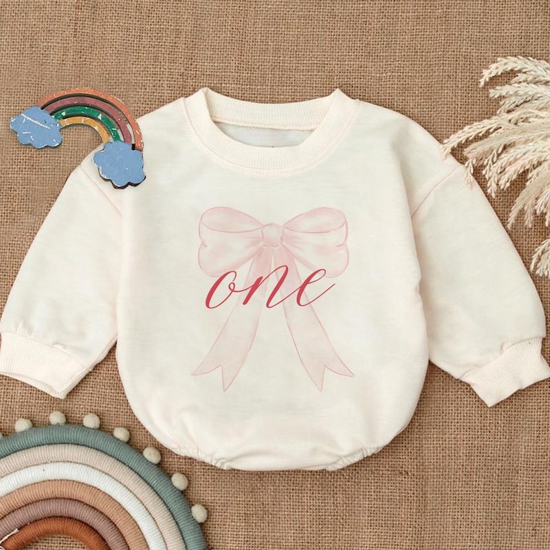 Romper One Pink Bow Theme - Etsy