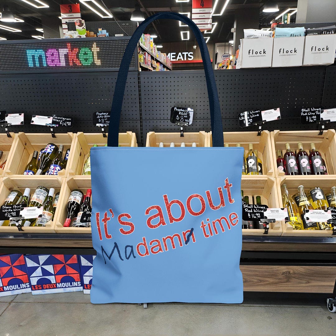 Its About Madam Time, Tote, Reusable Shopping Bag, Funny White Elephant ...