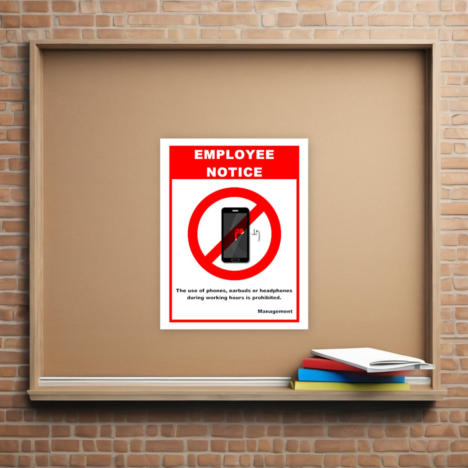 Phones/earbuds Prohibited Printable Sign (PDF and JPEG) for Work Areas ...