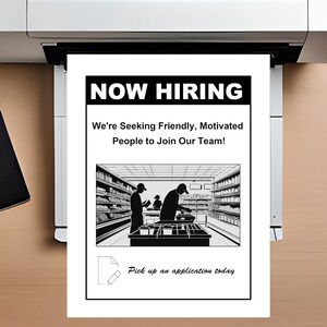 Now Hiring (for Small, Local Grocers) Printable PDF and JPEG Sign 8.5 ...