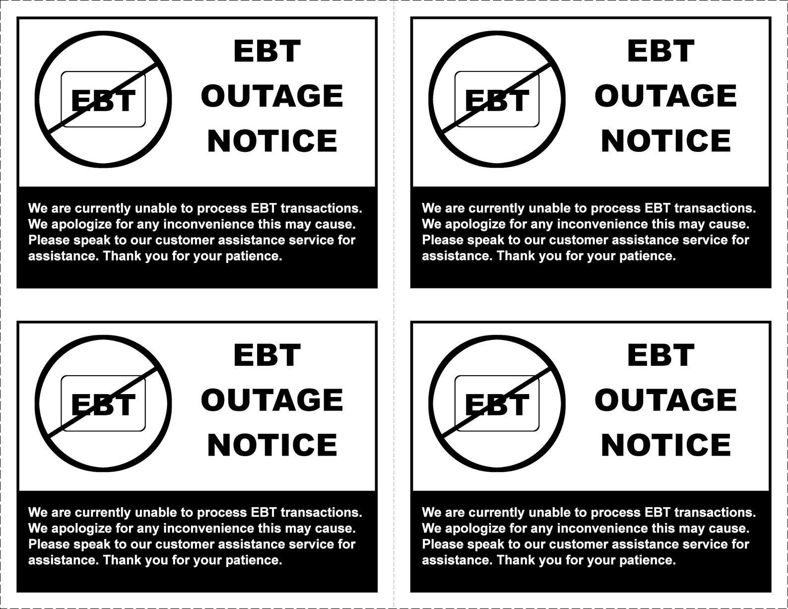 EBT Outage Management Bundle: PDF Signs, Editable MS Word Procedure ...