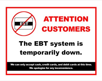 EFT System Temporarily Down Printable Sign PDF and JPEG for Store ...