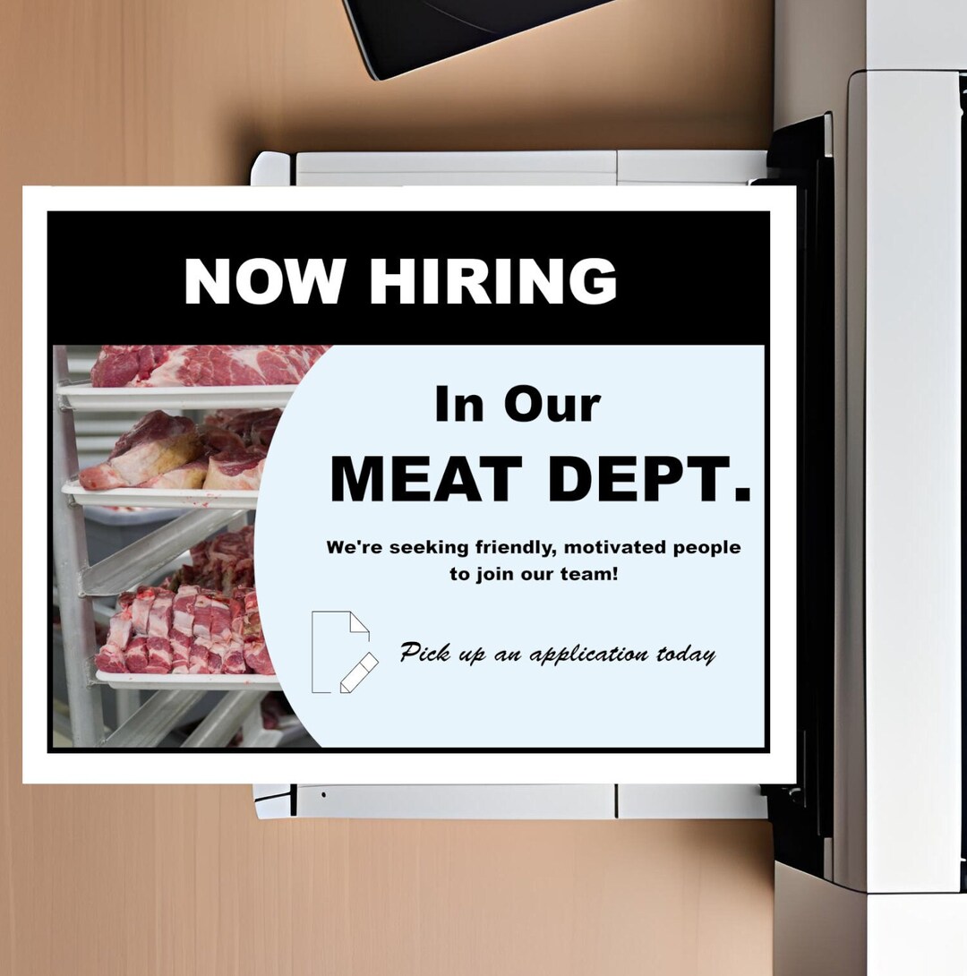 Now Hiring (meat Department) Printable PDF and JPEG Sign 8.5" X 11" - Etsy