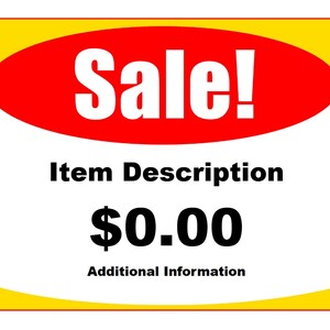 Editable "sale!" Sign Template (red/yellow 1 Up) Microsoft Word ...
