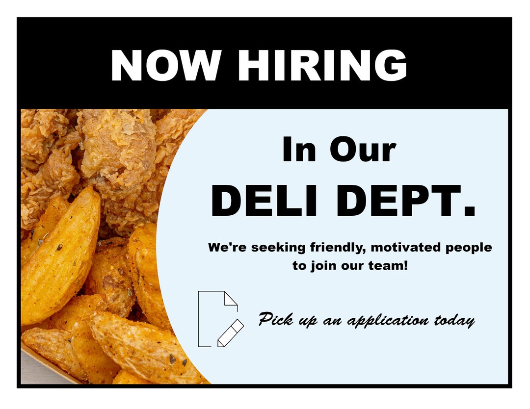 Now Hiring deli Department Printable PDF and JPEG Sign - Etsy