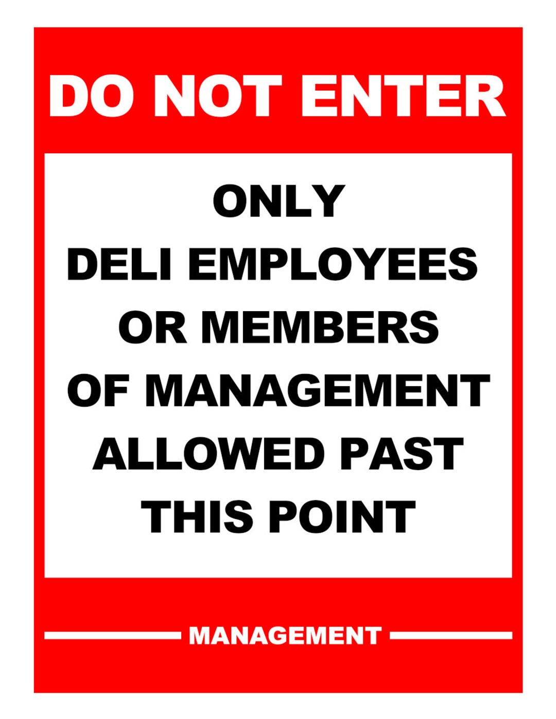 Deli Employees Only Printable Sign PDF and JPEG for Grocery Store ...