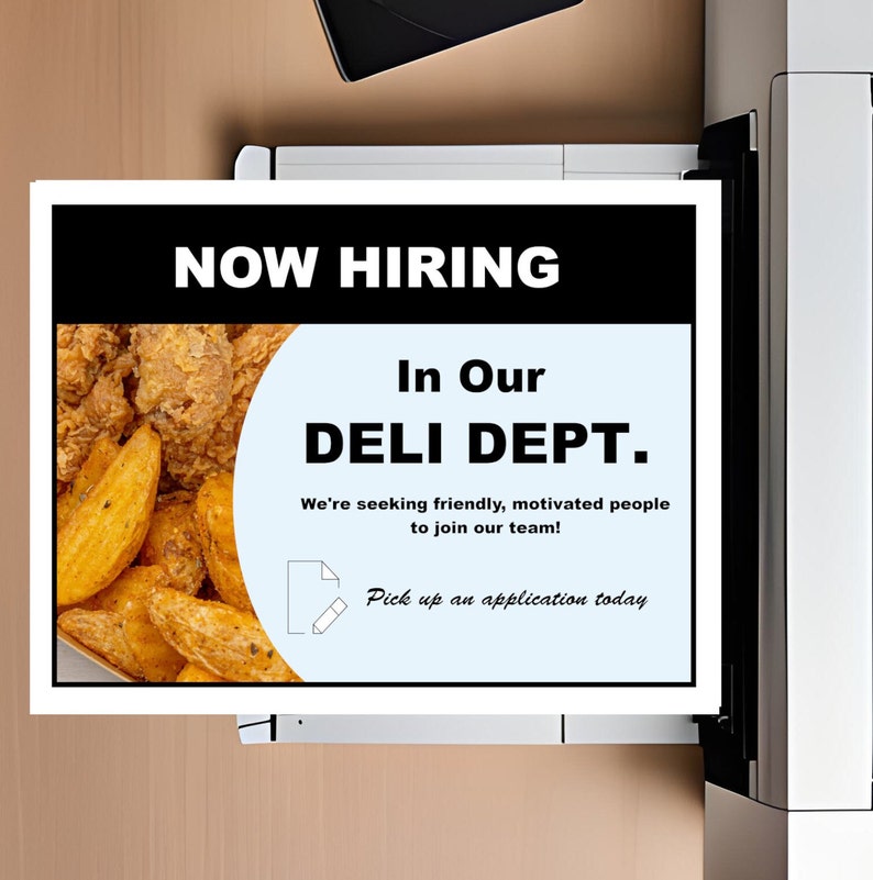 Now Hiring (deli Department) Printable PDF and JPEG Sign 8.5" X 11" - Etsy