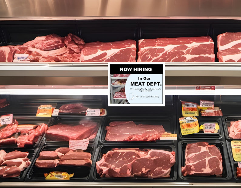 Now Hiring (meat Department) Printable PDF and JPEG Sign 8.5" X 11" - Etsy