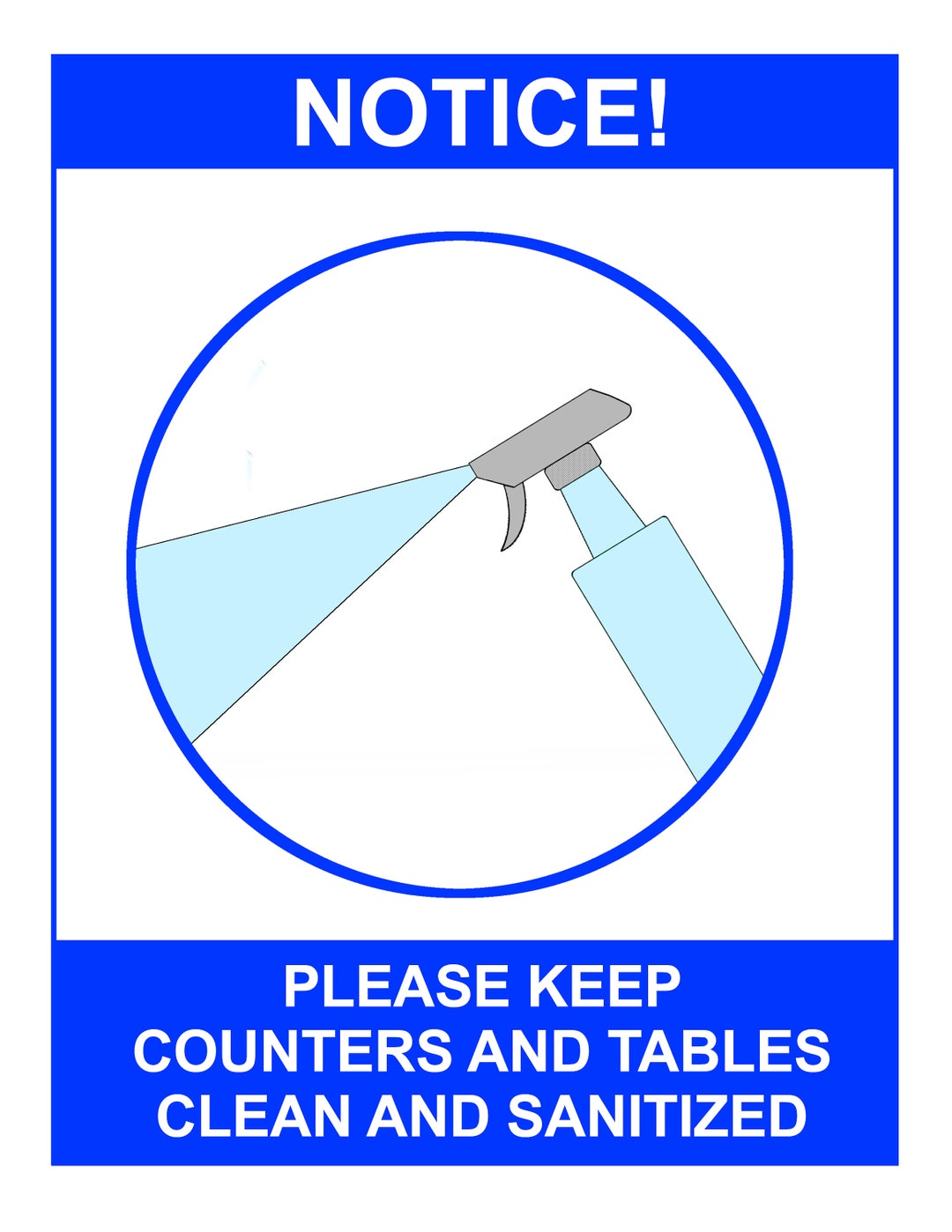 Keep Counters-tables Clean and Sanitized Printable Sign (PDF and JPEG ...