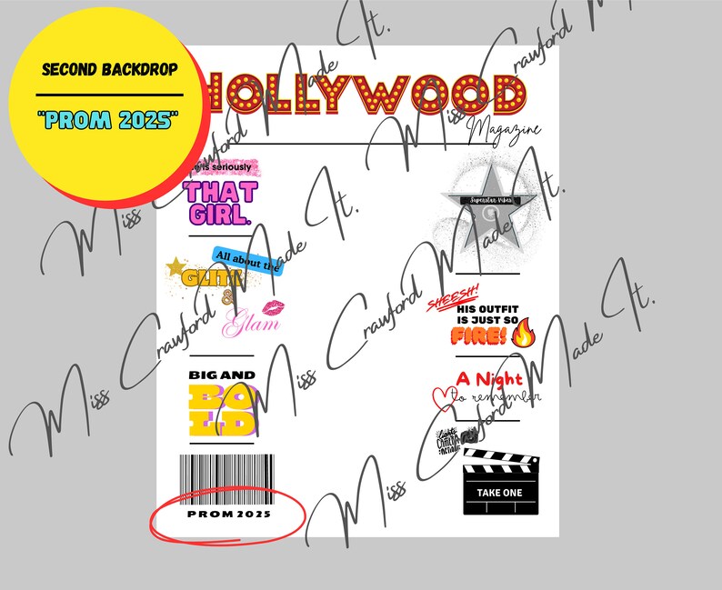 Hollywood Theme Digital Backdrops: Prom, Major Event, Celebration ...