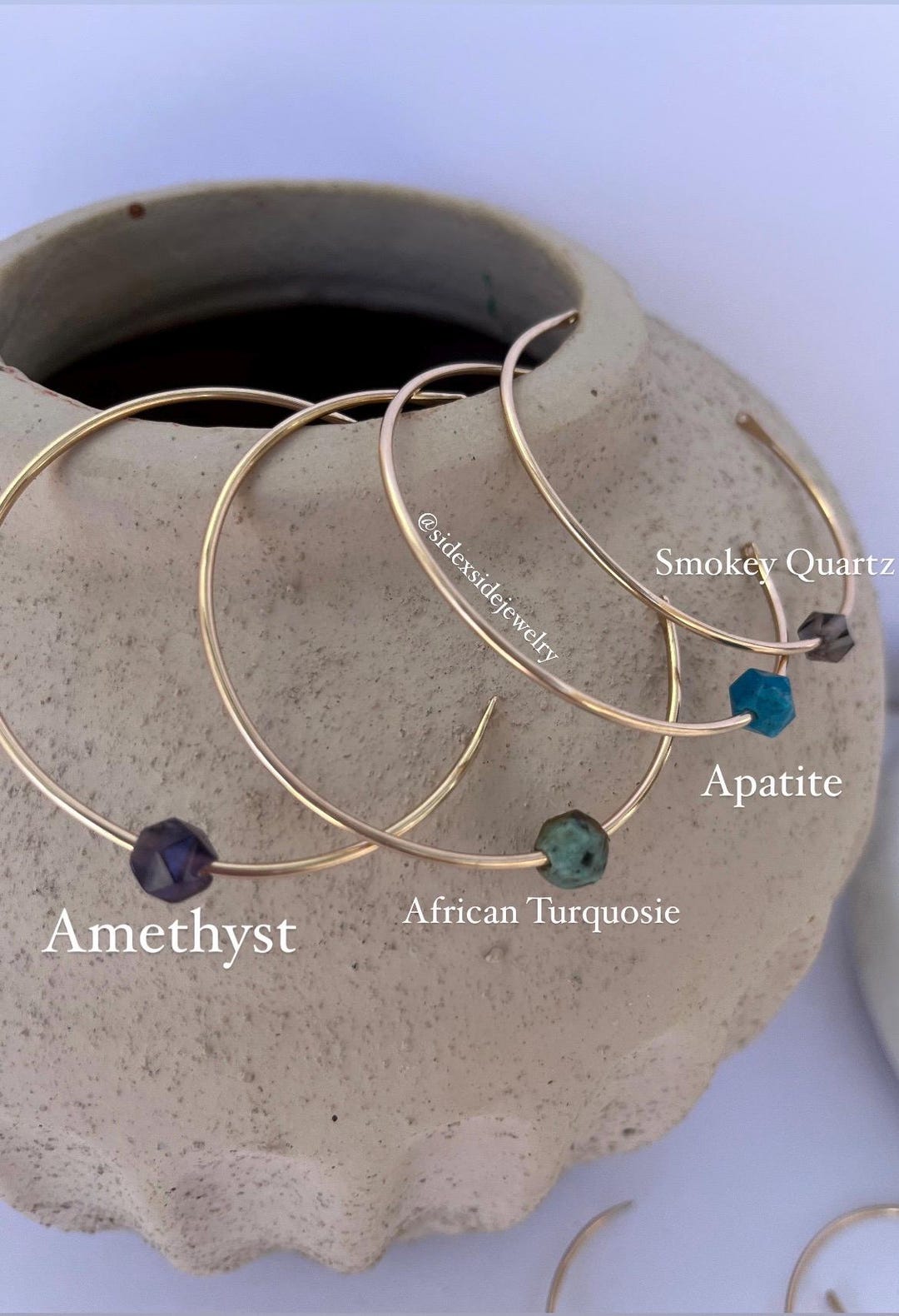 Bangle With Floating Gemstone, for Permanent Jewelry, PJ Supply, Charm ...