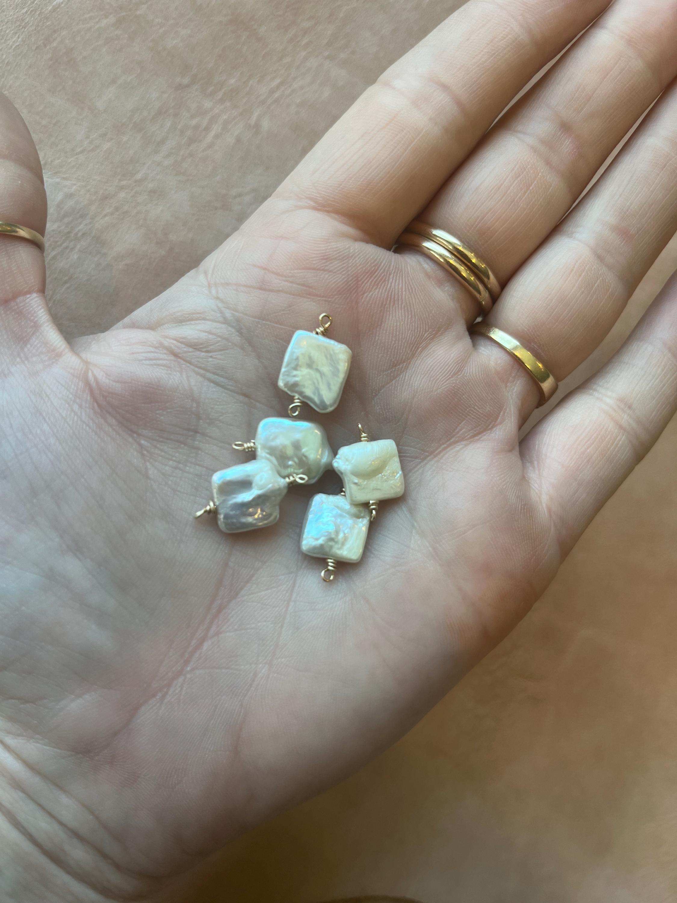 Freshwater Pearl Square, Pearl Connector, Gold Filled or Sterling ...