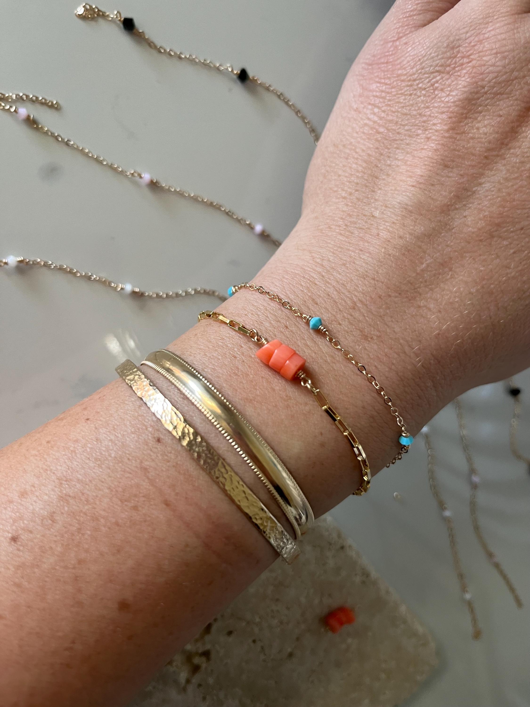 Orange Bamboo Coral Heishi Connectors Gold Filled or Sterling Silver ...
