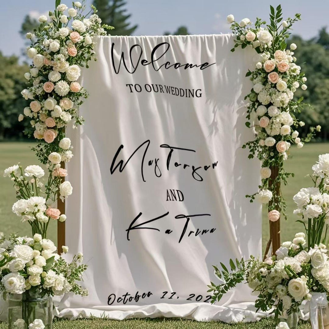 Wedding Welcome Sign, Wedding Fabric Welcome Sign, Modern Wedding ...