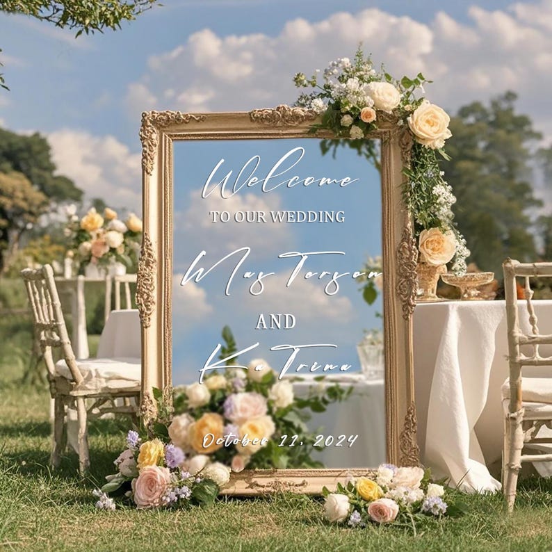 Personalized Wedding Mirror Sign, Welcome Wedding Sign, Welcome to Our ...
