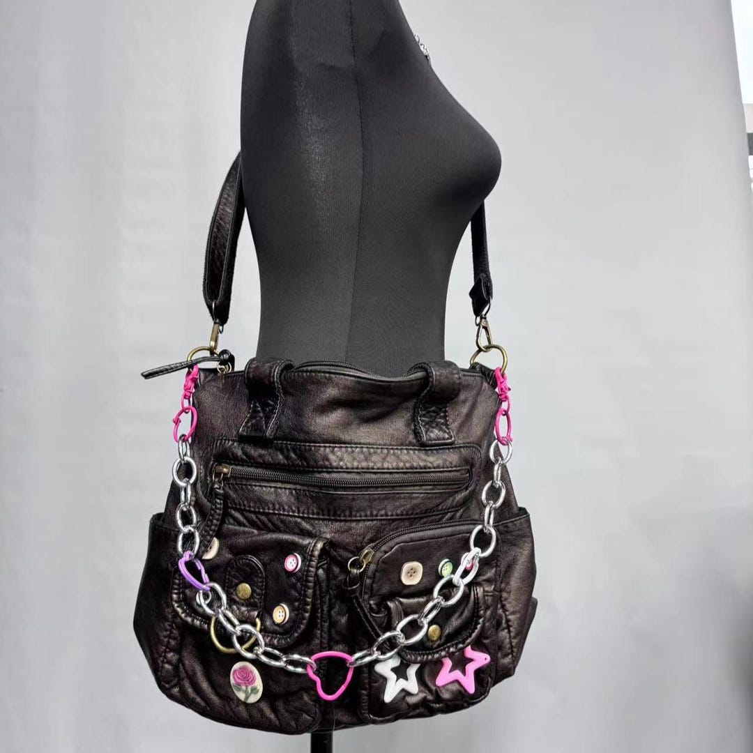 Dark Gold Color Girl Messenger Bag Crossbody Bag Schoolbag Y2k Style ...