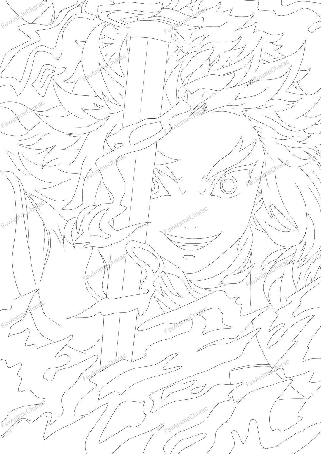 Rengoku DEMON SLAYER Anime Characters Kimetsu No Yaiba Coloring Pages ...