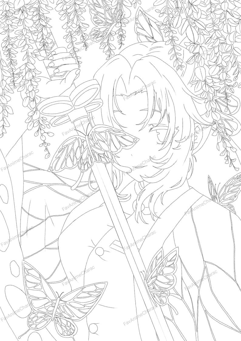 Shinobu Anime Characters Demon Slayer Coloring Pages Coloring Books ...