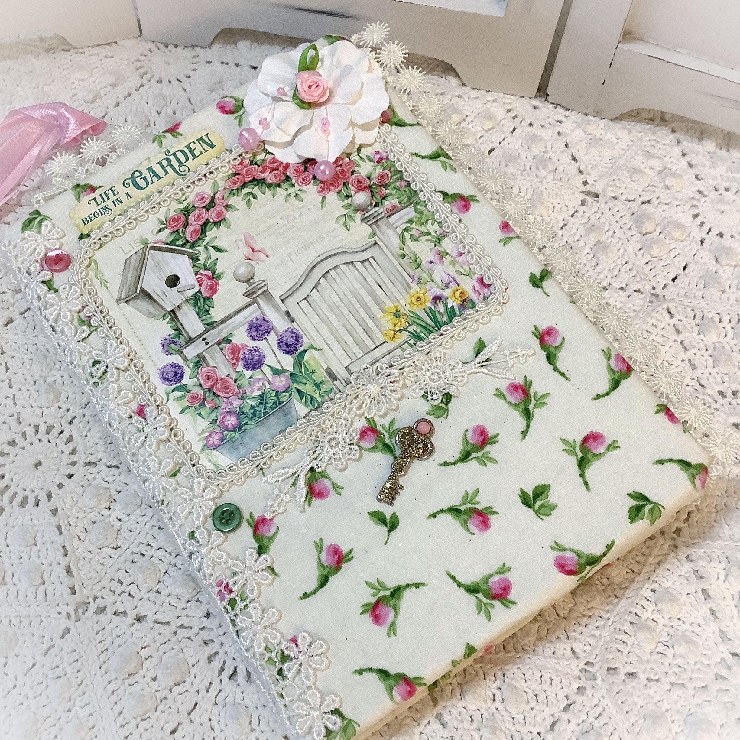 Embellished Journal: Cottage Garden Padded Fabric Travel Journal W ...