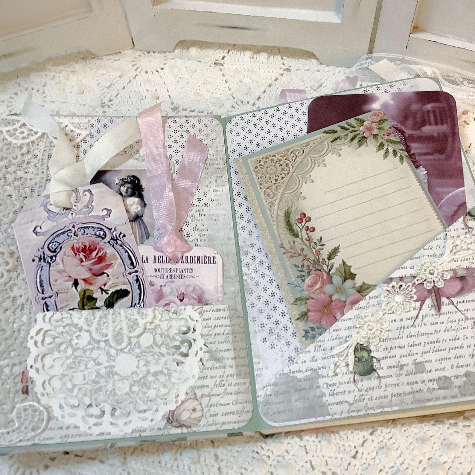 Embellished Victorian Journal: Old Photos French Theme Lace Blank Lined ...