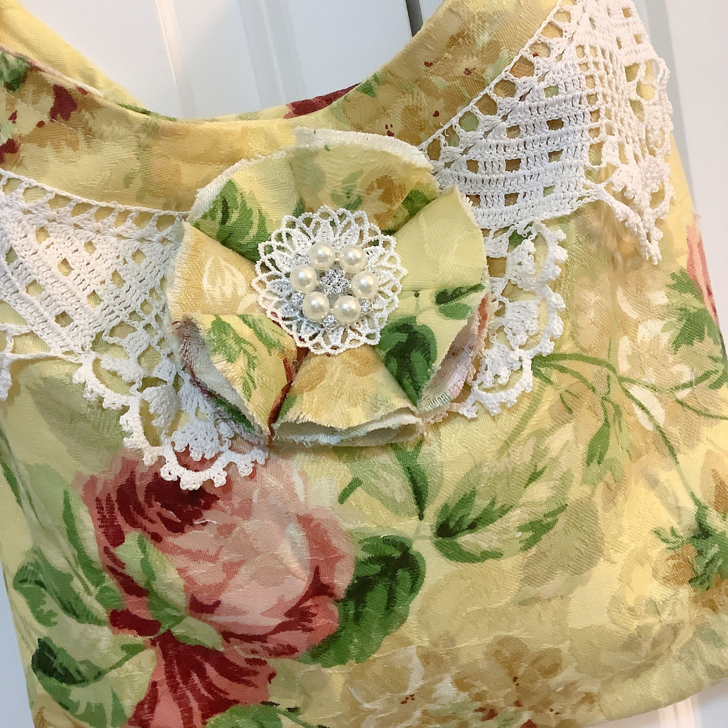 Butter Yellow Tote Handbag Red Rose Handbag With Shoulder - Etsy