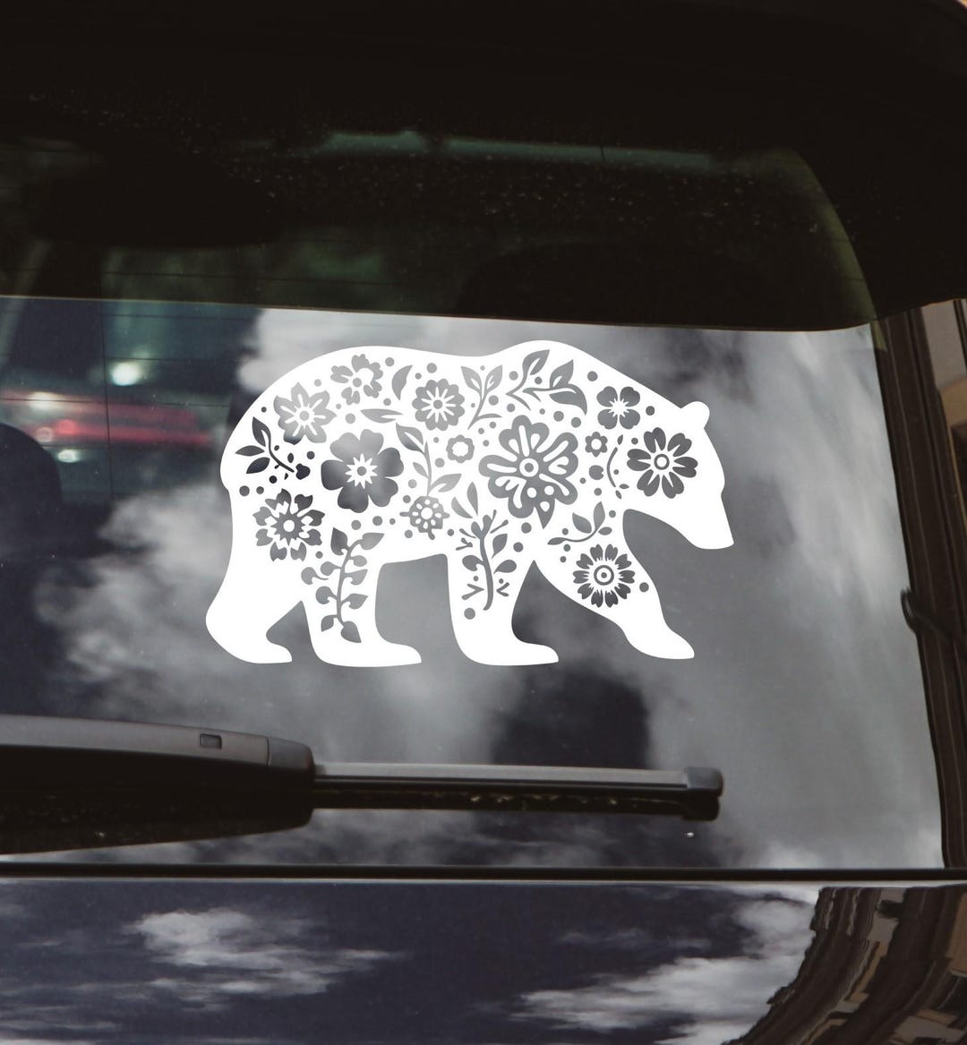 Floral Polar Bear Decal for Water Bottle Wood Sign Decal Sticker Cup ...