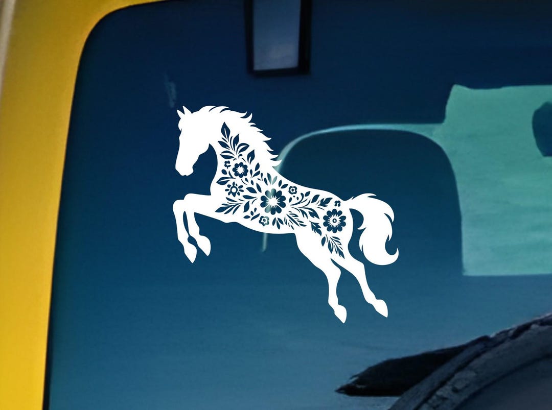 Floral Horse Decal, Horse Bumper Sticker, Horse Decal, Floral Bear ...