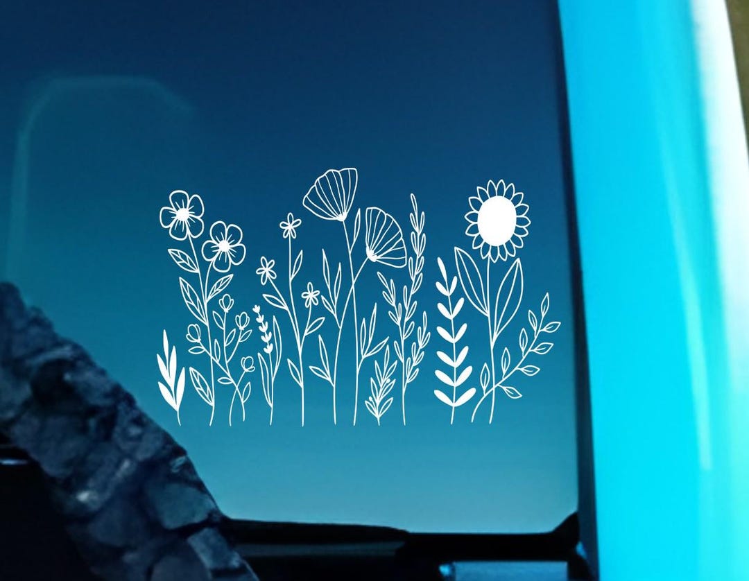 Wildflowers Decal - Wildflower Decal - Flower Border Car Decal - Floral ...