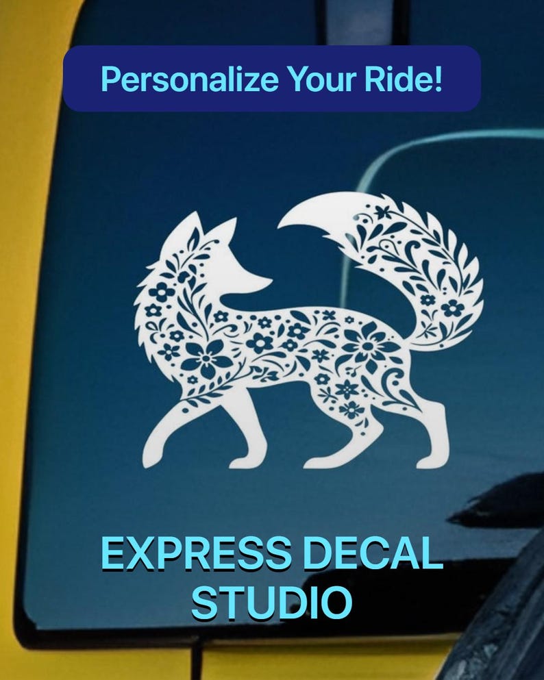 Floral Fox Vinyl Decal | Nature Inspired Car Sticker | Fox Lover Gift ...