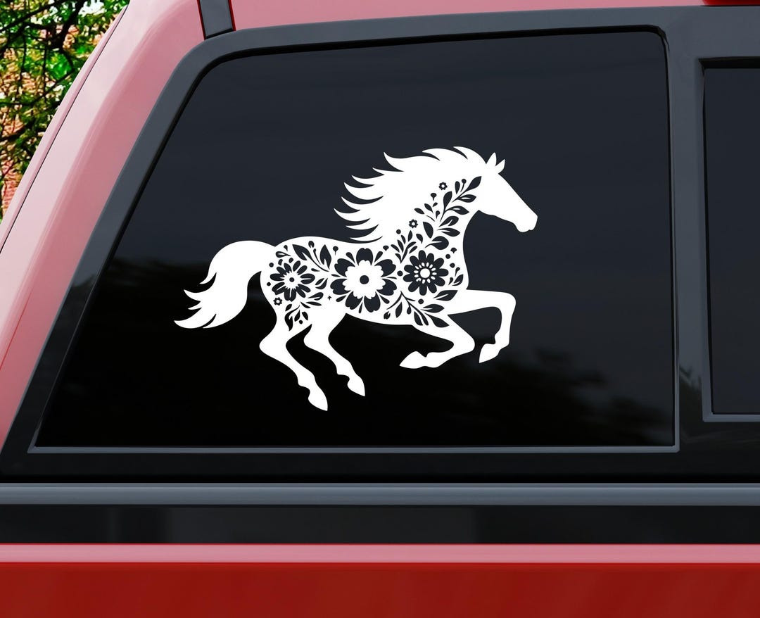Floral Horse Decal, Horse Bumper Sticker, Horse Decal, Floral Bear ...
