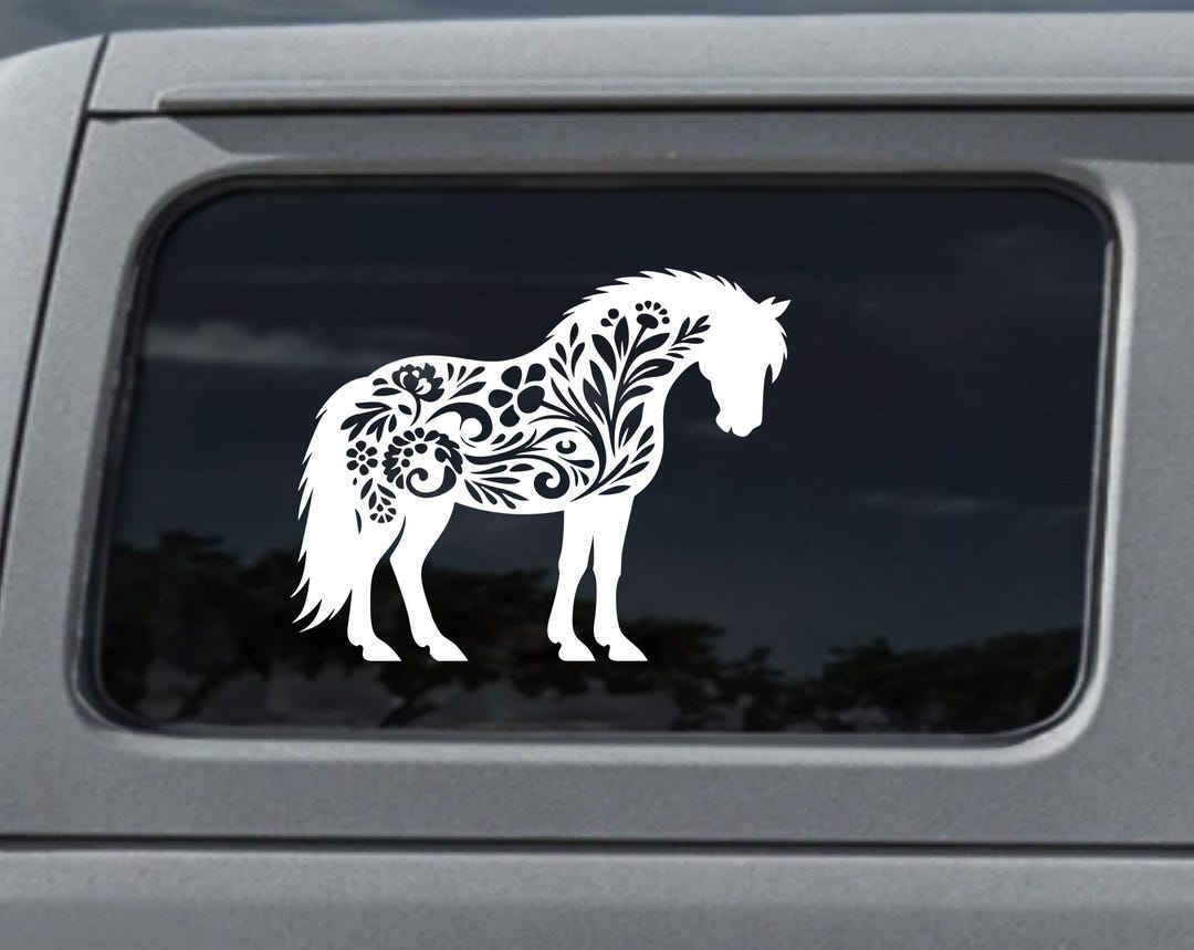 Floral Horse Decal, Horse Bumper Sticker, Horse Decal, Floral Bear ...