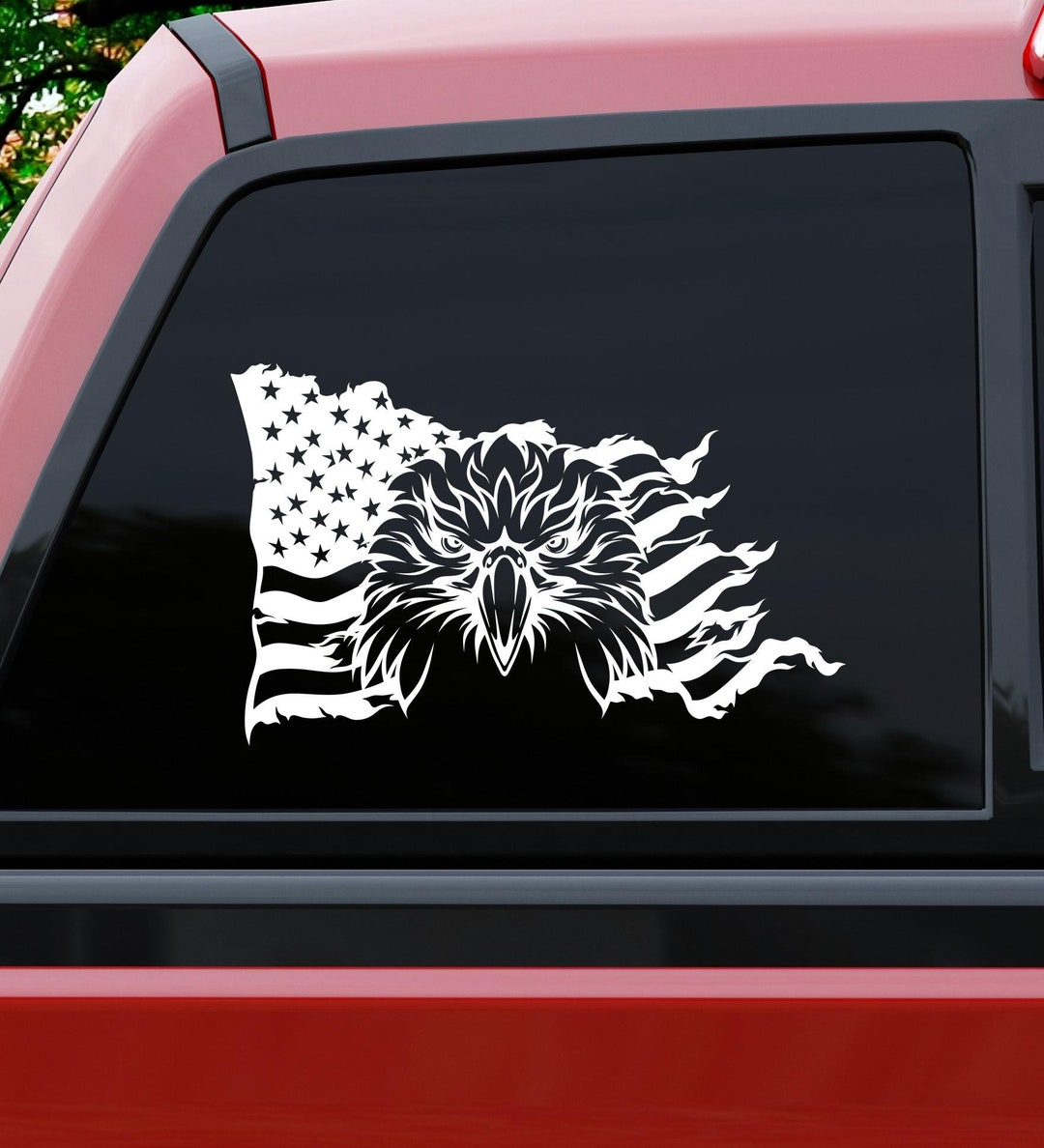 Eagle Flag Vinyl Decal, in God We Trust Sticker, American Eagle Bumper ...