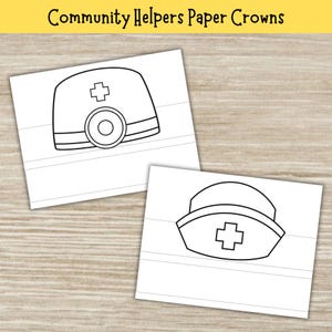 Community Helpers Paper Crowns Kids Crafts, Printable Activity, Police ...